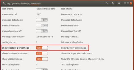 Quick Tip: Show Battery Percentage in Ubuntu 17.10 Gnome panel | UbuntuHandbook