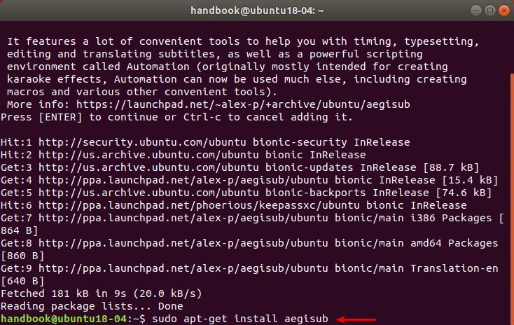 How to Install Aegisub Subtitle Editor in Ubuntu 18.04 | UbuntuHandbook